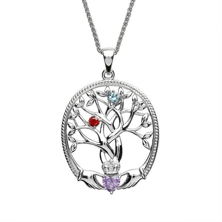 Sterling Silver 2 Stone Family Tree of Life